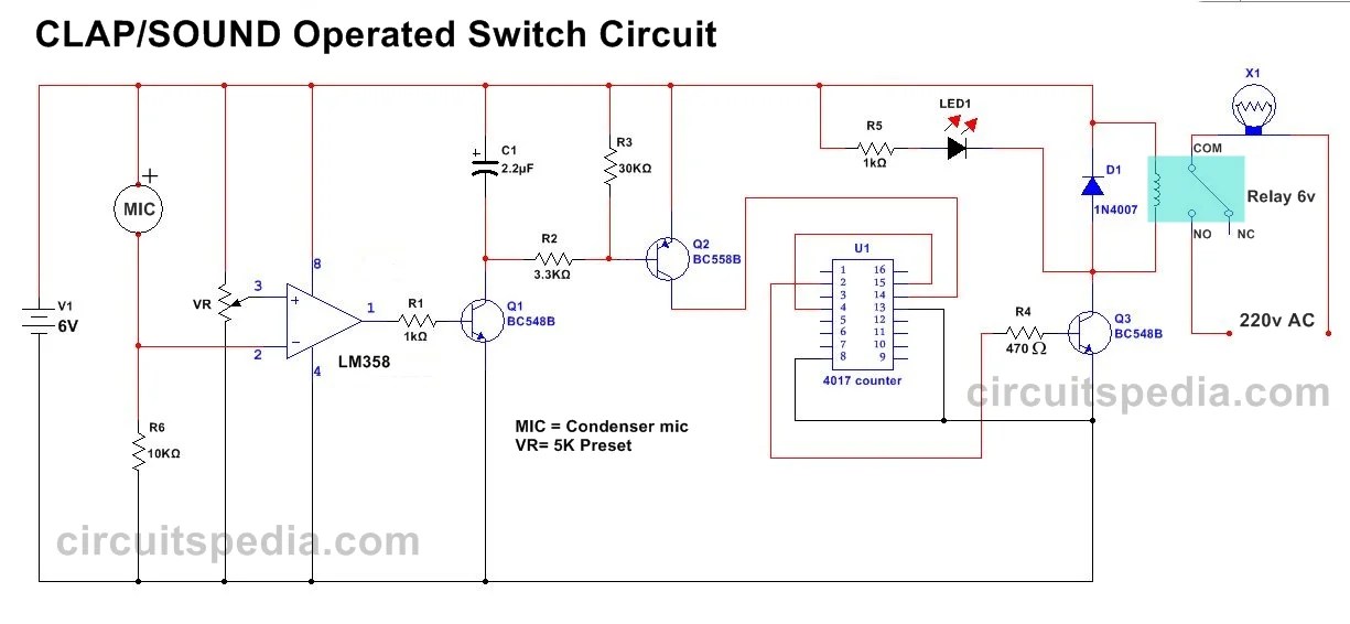 Clap Switch Circuit Block Diagram - Circuit Diagram