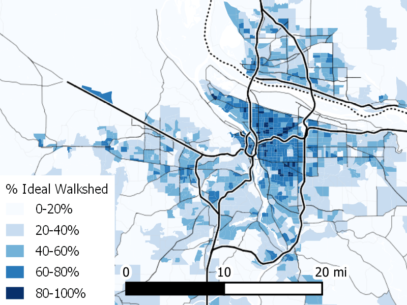 Mapping Walkable Density | City Observatory