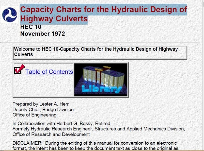 Capacity Charts for the Hydraulic Design of Highway Culverts - Civil ...