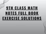 9th Class Mathematic Notes All Chapters Punjab