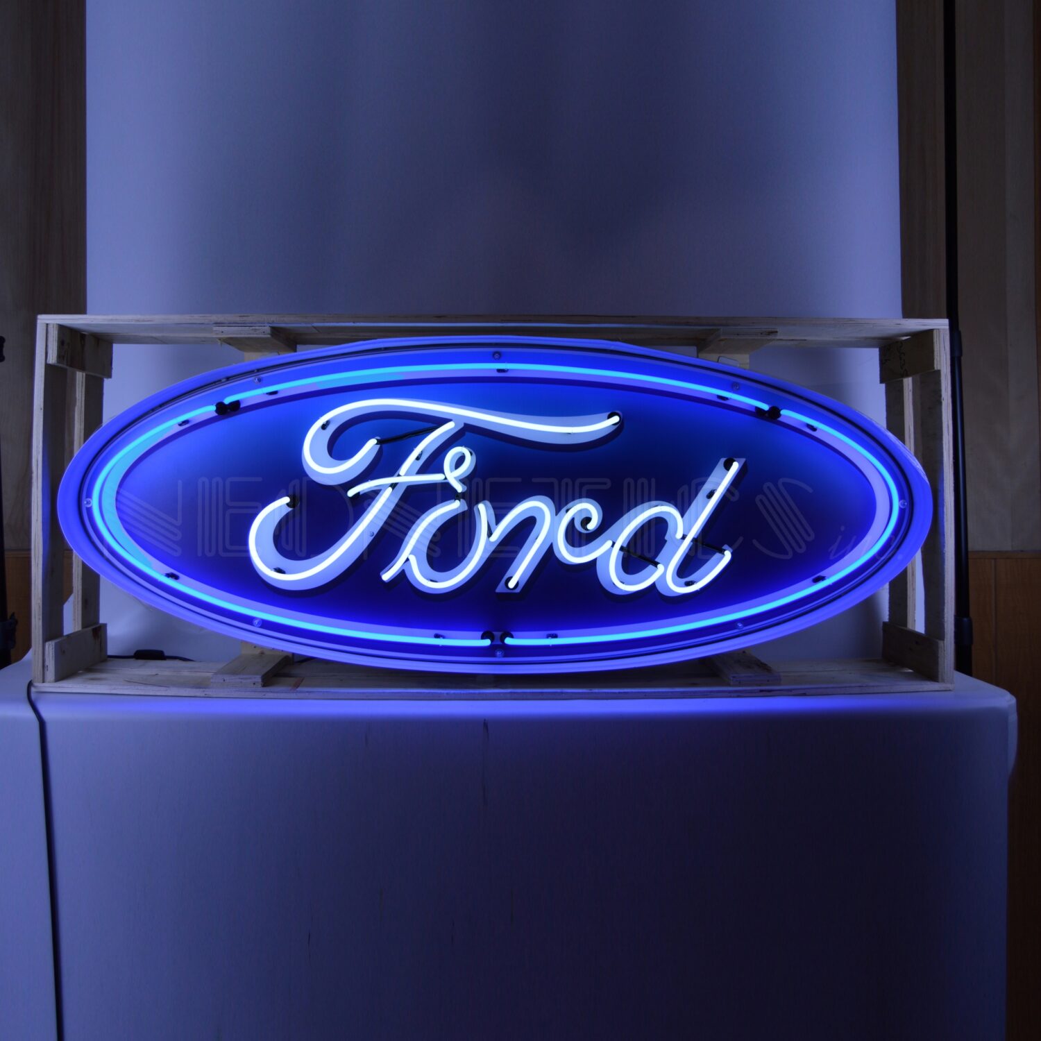 5 FOOT FORD OVAL NEON SIGN IN STEEL CAN – Automotive Neon Signs