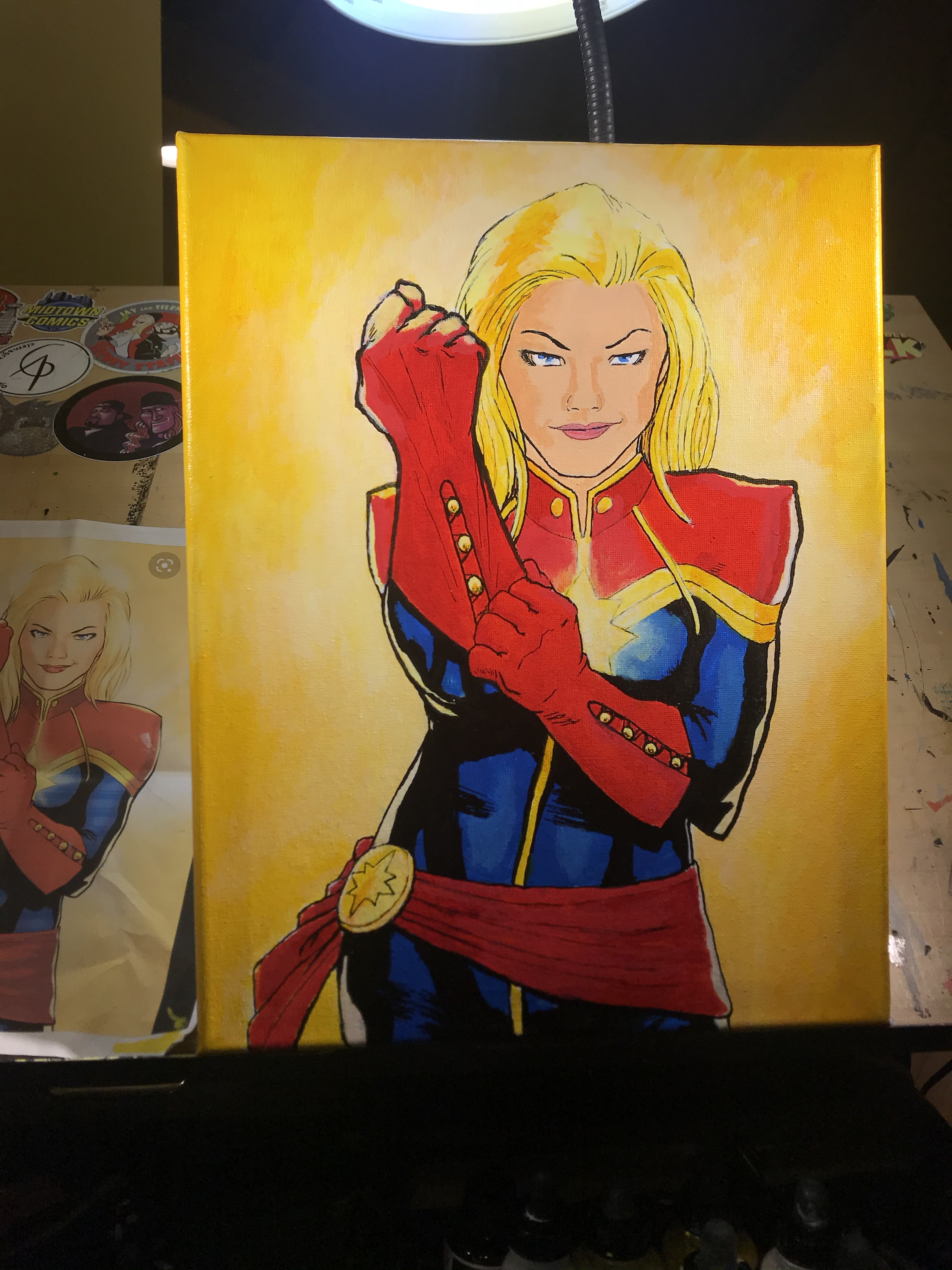 Acrylic Ink Painting 11×17 of Marvels Captain Marvel – ClemaGraphics ...