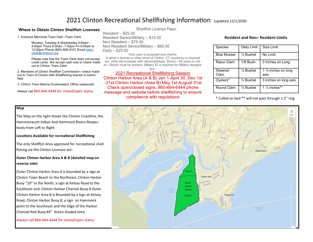 Recreational Shellfishing Map & Information – Clinton Shellfish Commission