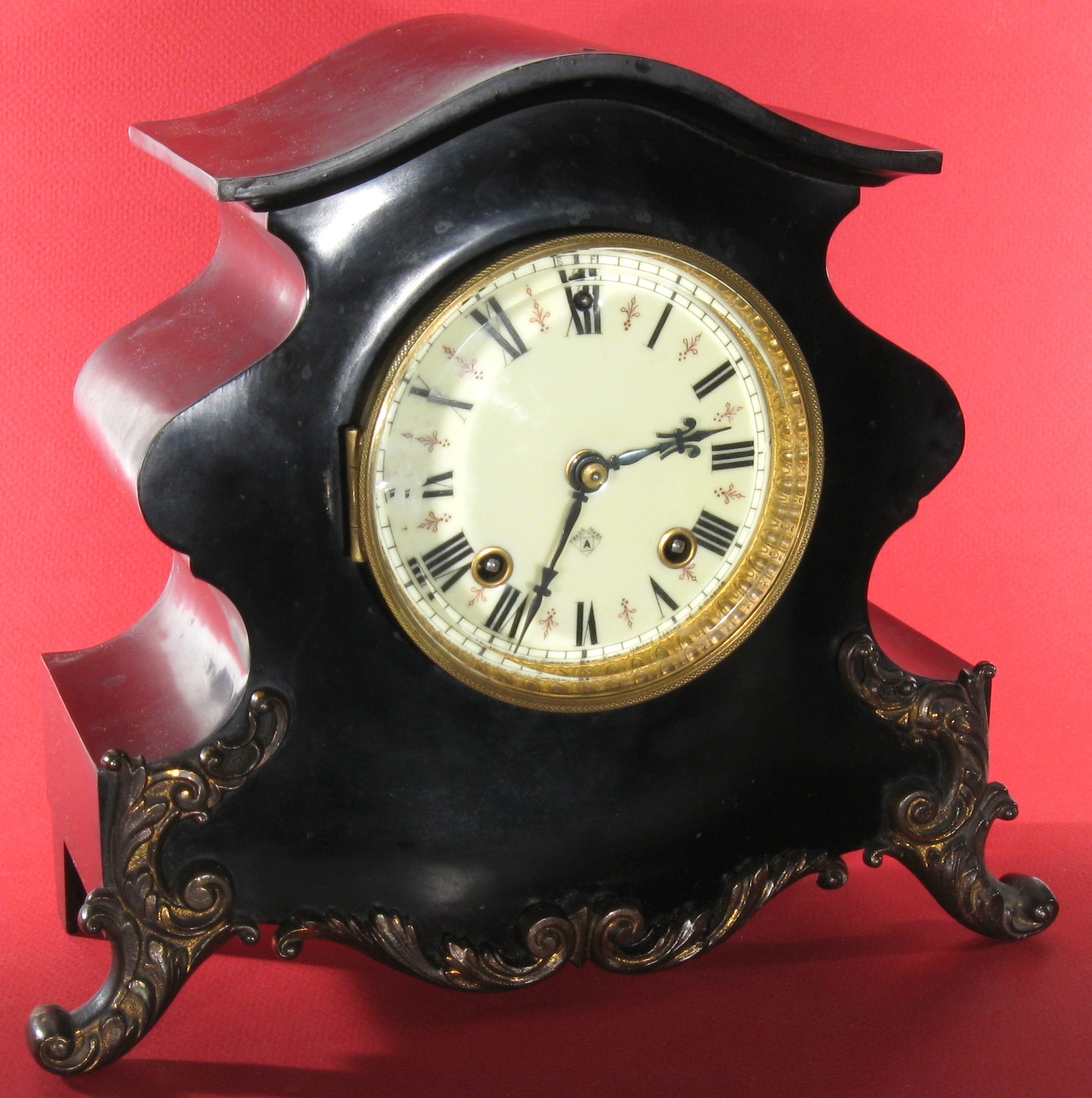 Ansonia Iron Case Mantel Clock with Small Round Movement – ClockInfo.com