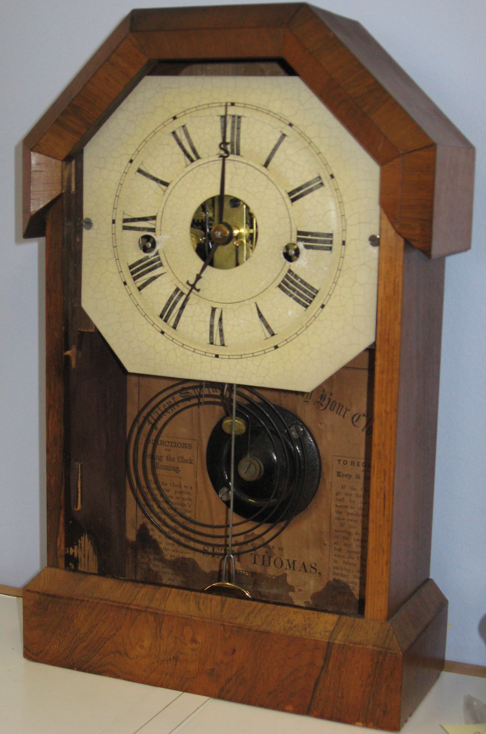 Seth Thomas Octagon Top Shelf Clock, 1860s. – ClockInfo.com