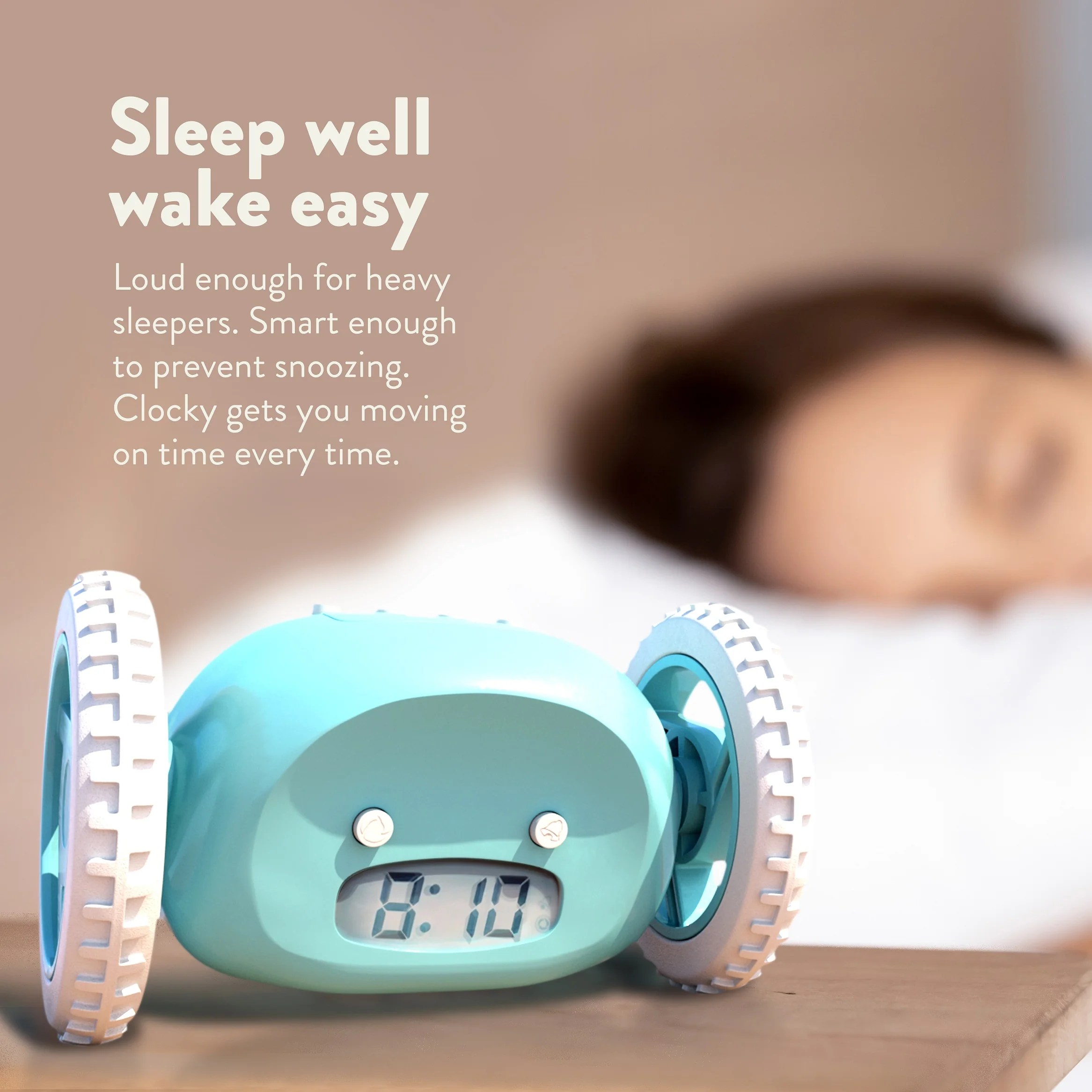 Clocky Alarm Clock On Wheels Original Extra Loud For Heavy Sleeper