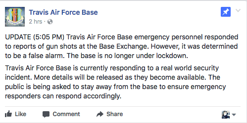 Updated: Travis Air Force Base on lockdown following a 'real world ...