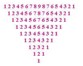 Inverted Pyramid number pattern in Java - Codeforcoding
