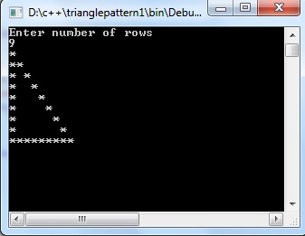 Cpp program to hollow triangle star pattern - Codeforcoding