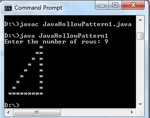 Java code to hollow triangle pattern - Codeforcoding