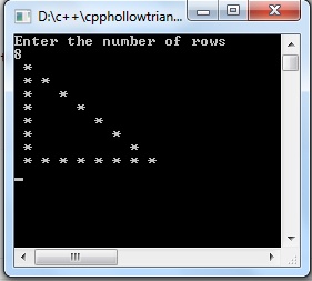 Triangle Hollow Pattern using nested while loop in Cpp - Codeforcoding