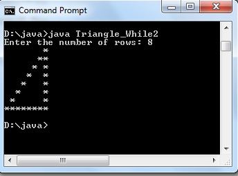 Hollow Triangle star Pattern using while loop in Java - Codeforcoding
