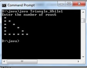 Hollow Triangle star Pattern using while loop in Java - Codeforcoding
