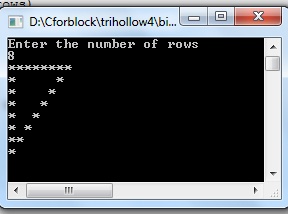 Hollow Triangle Pattern using nested while loop in C - Codeforcoding