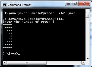 Display integrated pyramid star pattern in Java using while loop ...