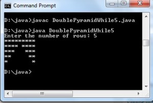 Display integrated pyramid star pattern in Java using while loop - Codeforcoding