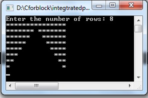 C program to Integrated triangle patterns using for loop - Codeforcoding
