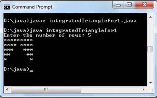 Java Program To Integrated Triangle Patterns Using For Loop Codeforcoding 