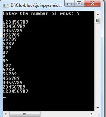 C++ Program to display integrated pyramid number pattern using while loop - Codeforcoding