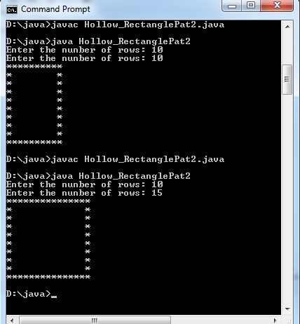 Program to print Hollow rectangle and square star pattern - Codeforcoding