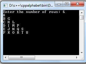 C++ Program to Alphabet triangle pattern using do-while loop - Codeforcoding