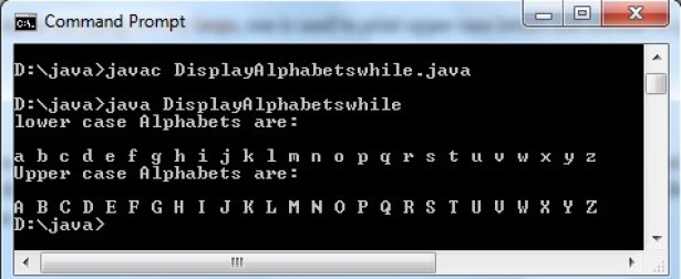 Program For Display Alphabets In Java Using Ascii Value Codeforcoding