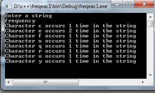 C++ program: Find the frequency of each character in the string ...