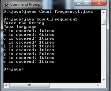 Java program: Find the frequency of each character in the string - Codeforcoding