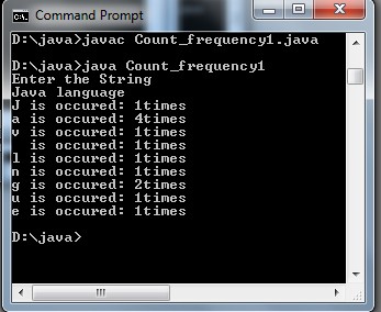 Java program: Find the frequency of each character in the string - Codeforcoding