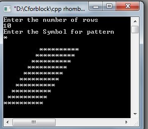 C++ code to print Rhombus and Hollow Rhombus star pattern using for loop - Codeforcoding