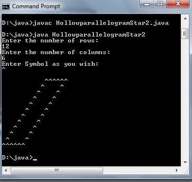 Java program to Parallelogram star pattern using while loop - Codeforcoding