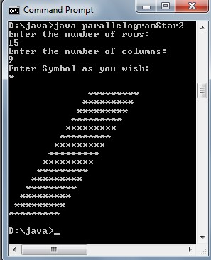 Java program to Parallelogram star pattern using while loop - Codeforcoding