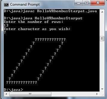 Java code to Generate Rhombus patterns using do-while loop - Codeforcoding