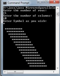 Mirrored and hollow mirrored parallelogram star pattern in Java using Do-while - Codeforcoding