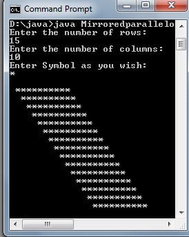 Mirrored and hollow mirrored parallelogram star pattern in Java using Do-while - Codeforcoding