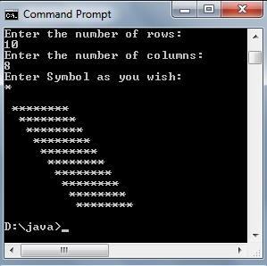 Program to Print Mirrored parallelogram star pattern using for loop in Java - Codeforcoding