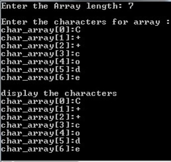 C++ program to read and display characters of an array - Codeforcoding