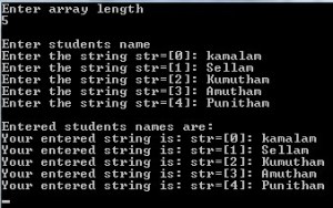 C++ code to Read and print string of one dim array - Codeforcoding