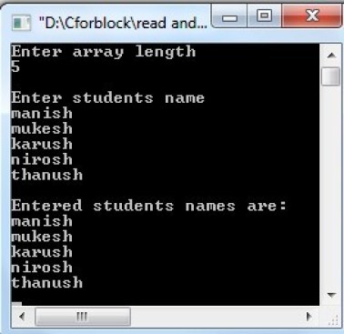 C++ code to Read and print string of one dim array - Codeforcoding
