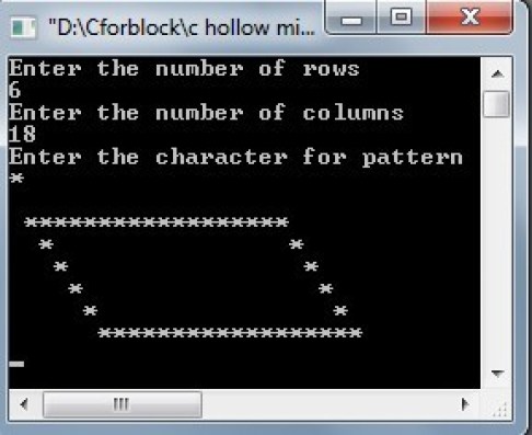 Program to Hollow Mirrored parallelogram star pattern in C - Code for Java c