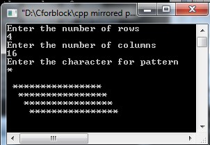 C++ program: Mirrored parallelogram star pattern - Code for Java c