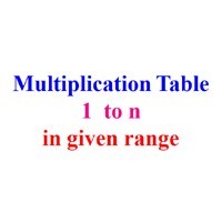 Java code to Display multiplication table of a number in given range - Code for Java c