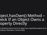 Object Hasown Method Check If An Object Owns A Property Directly