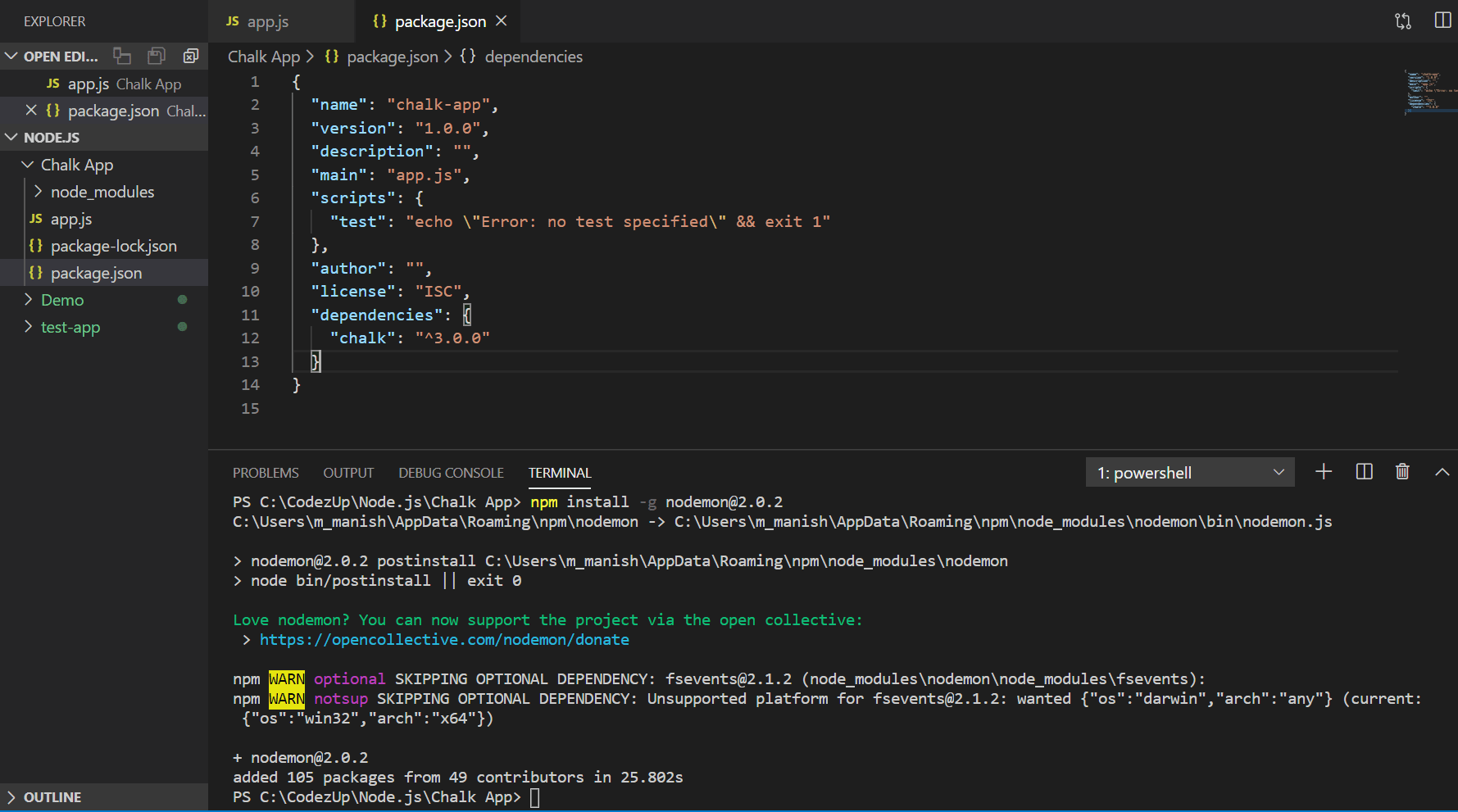 Nodemon Library Global NPM Modules in Node.js | Codez Up