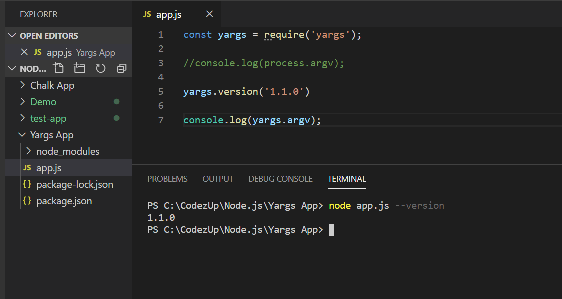 Run Nodejs With Command Line Arguments Yargs Npm Module