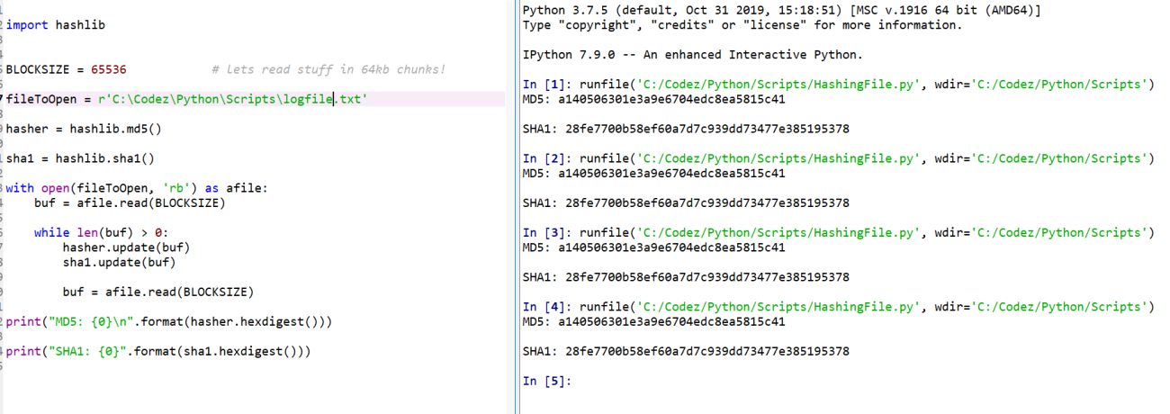 Python Program to Calculate a Hash of a File - HashLib | Codez Up