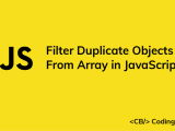 How To Filter Duplicate Objects From An Array In Javascript