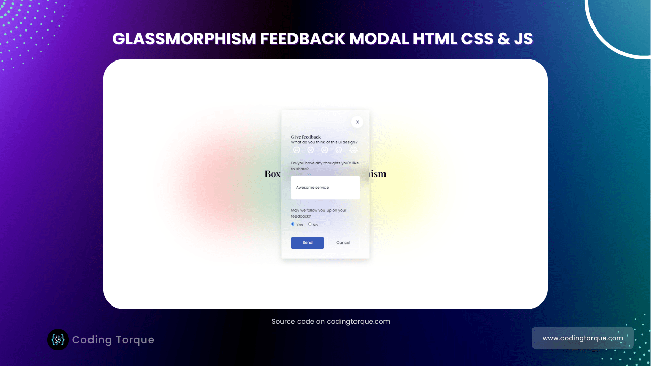 Glassmorphism Feedback Modal Using Html Css And Javascript Coding
