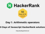 Day 1 Arithmetic Operators 10 Days Of Javascript Hackerrank Solutions
