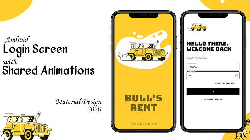 Material Design Login Screen Tutorial Using Shared Animations Design In 2020 Coding With T